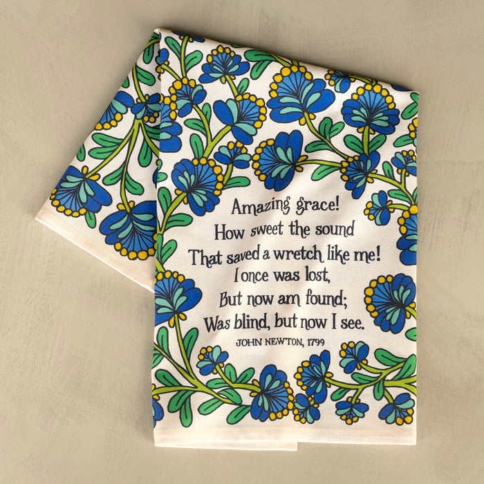 Amazing Grace Hymn Tea Towel - Cream Full Color — Little Things Studio ...